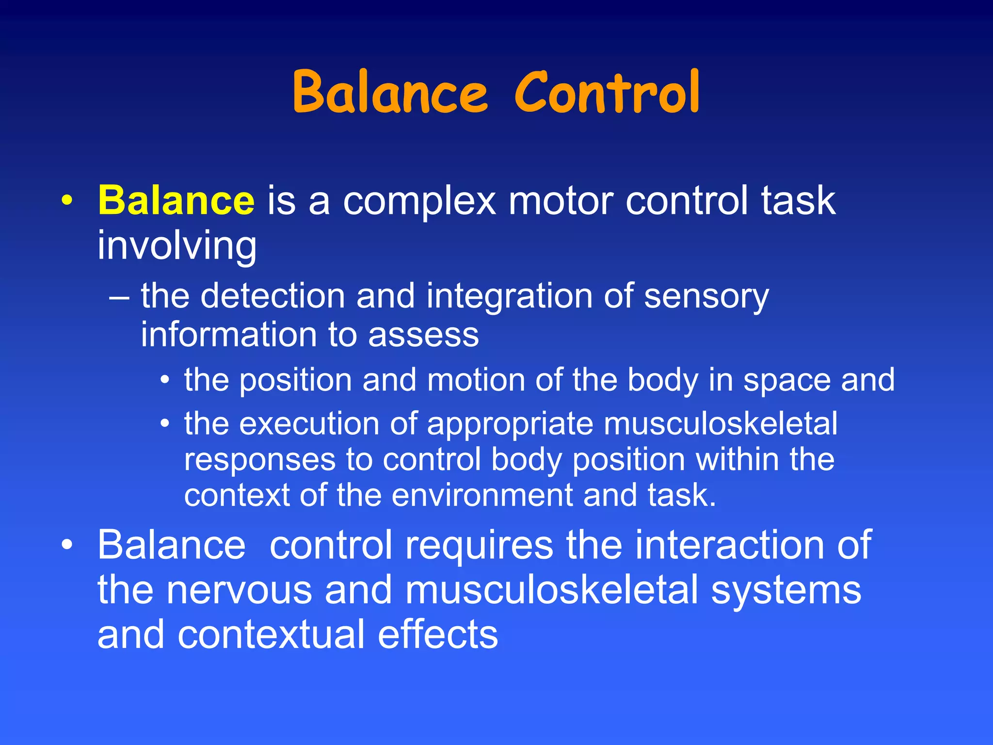 Exercise for impaired balance by DR. H.Bilal Malakandi, PT | PPTX