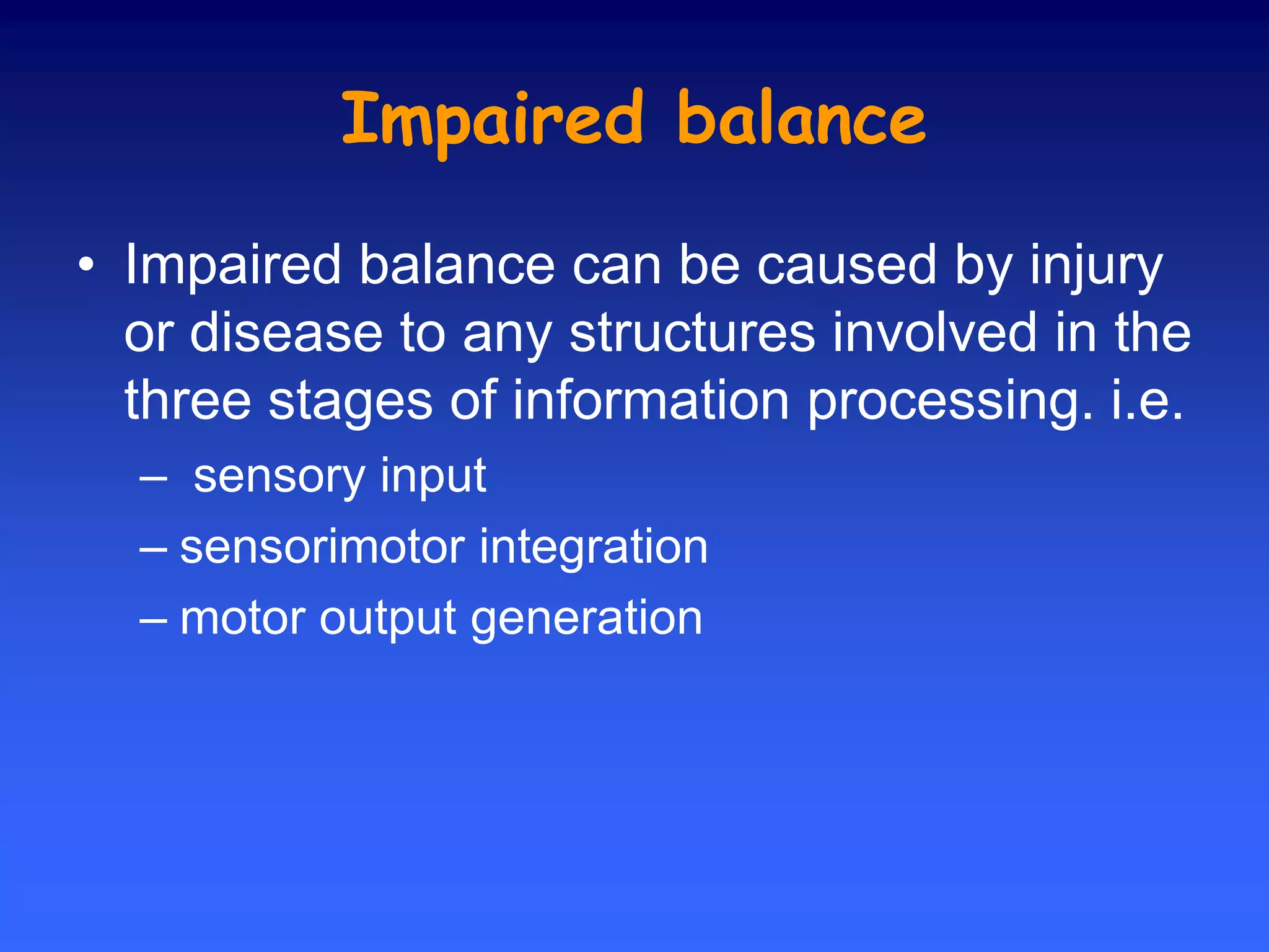 Exercise for impaired balance by DR. H.Bilal Malakandi, PT | PPTX