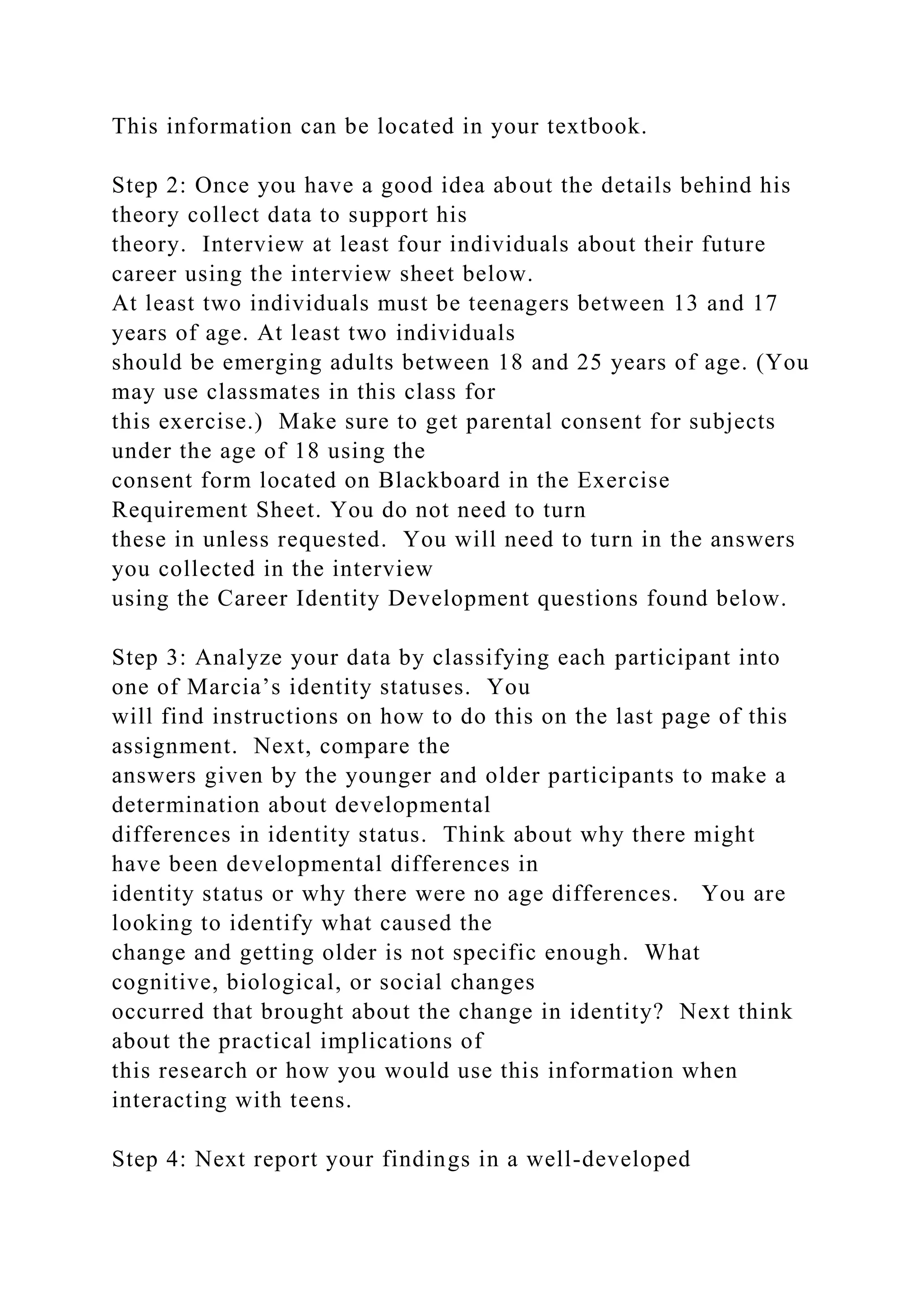 Exercise Identity Development in Adolescence Psychology of .docx