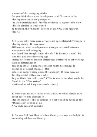 Exercise Identity Development in Adolescence Psychology of .docx