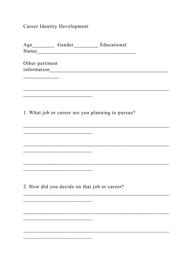 Exercise Identity Development in Adolescence Psychology of .docx