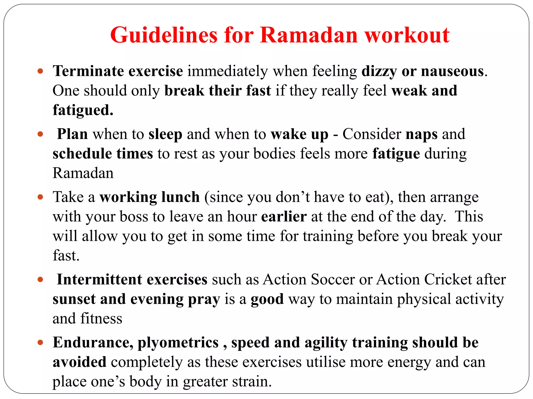 Exercise in ramadan | PPTX