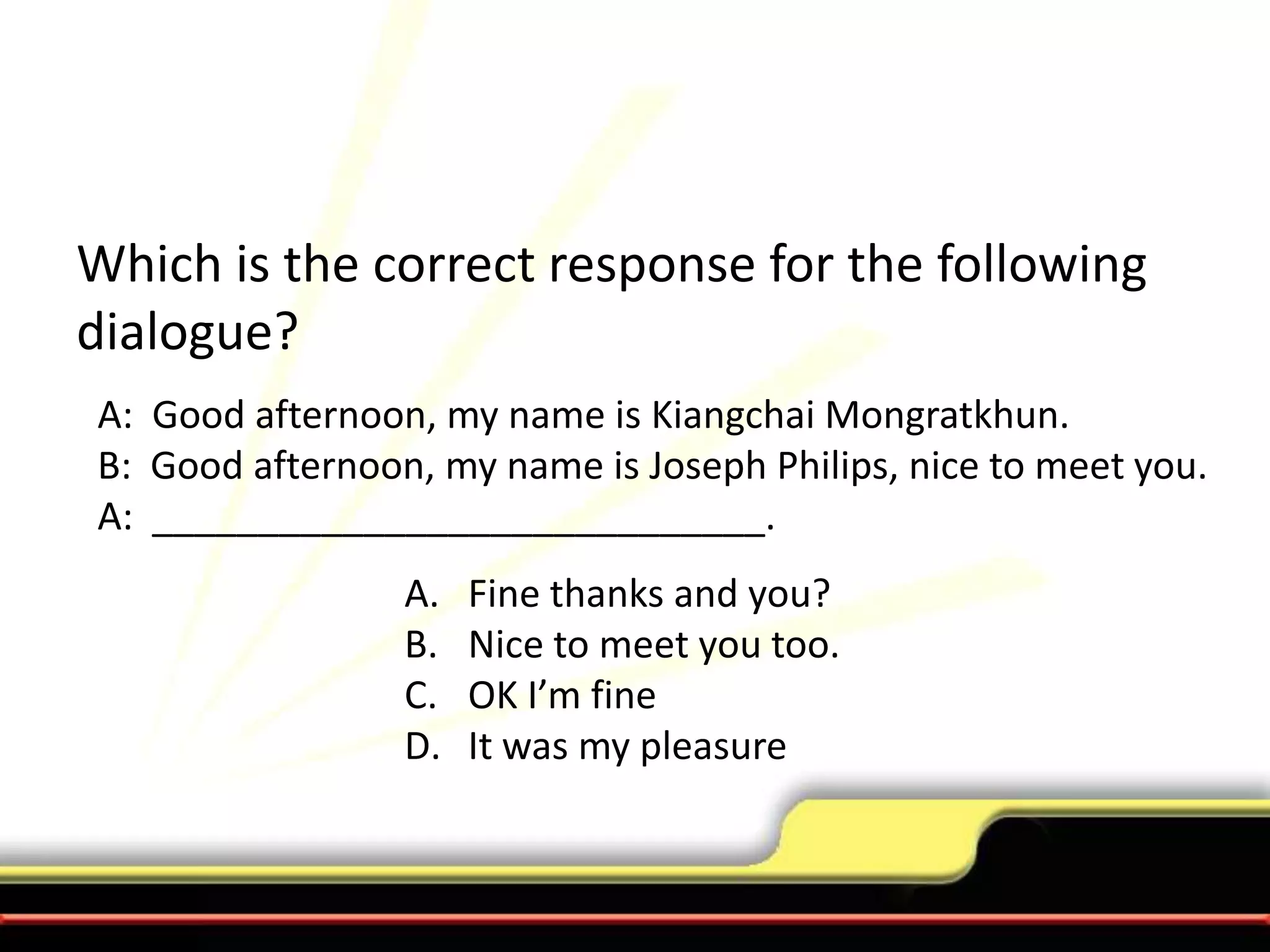 Exercise introducing yourself_lesson_2 | PPT