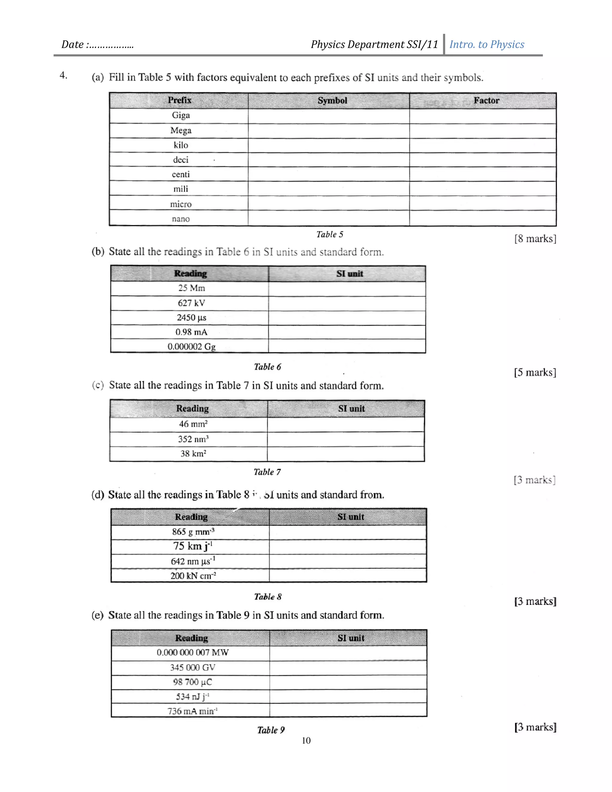 Exercise intro to physics | PDF | Physics | Science