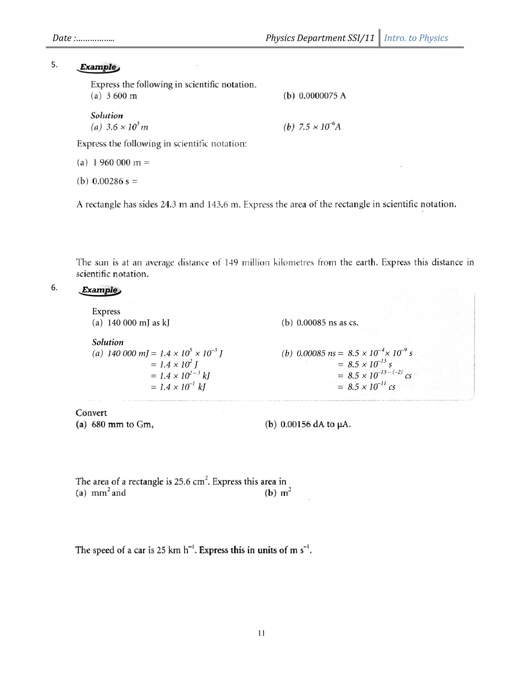 Exercise intro to physics | PDF | Physics | Science