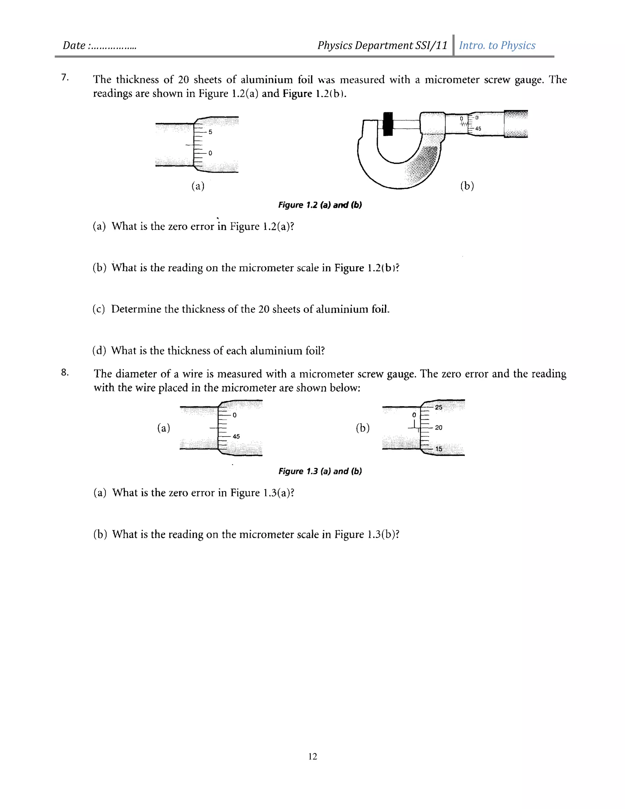 Exercise intro to physics | PDF | Physics | Science