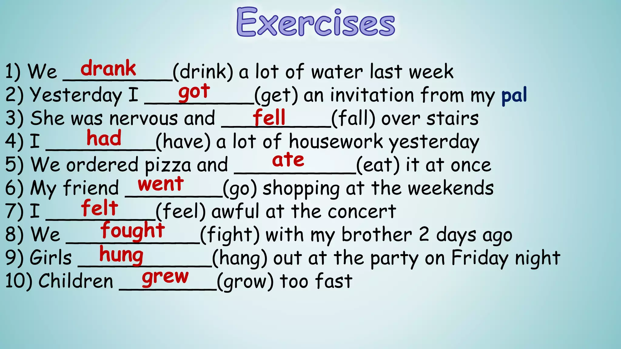EXERCISE IRREGULAR VERB.pptx