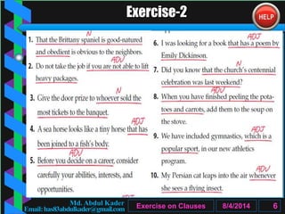 Exercise on Clauses | PPTX