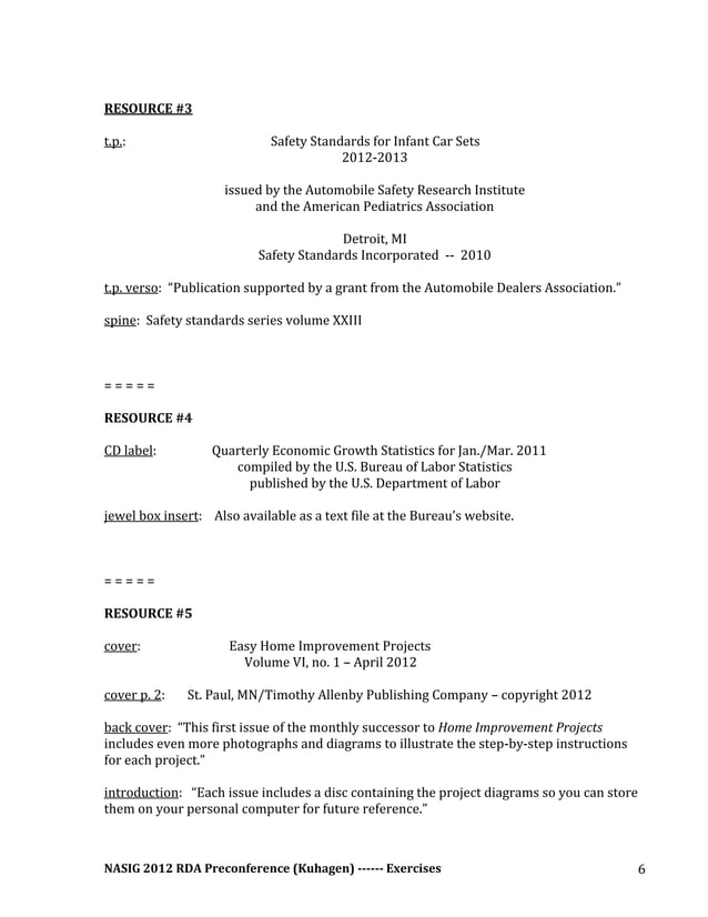 RDA and serials - Exercise packet | PDF