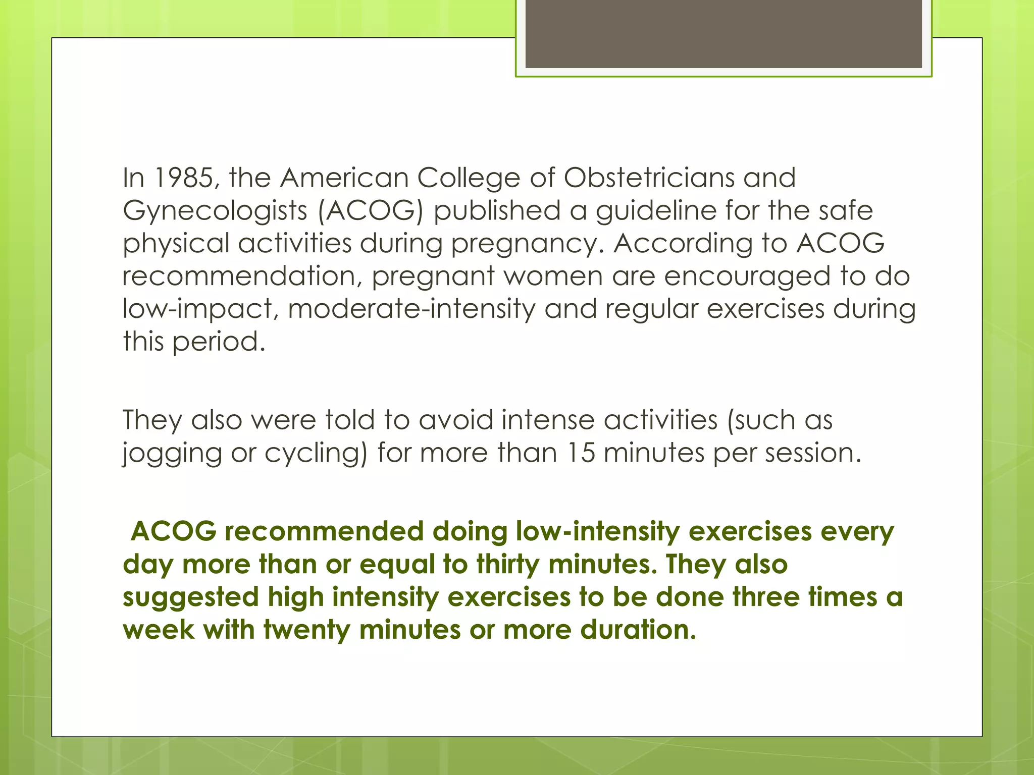 Exercise during Pregnancy | PDF