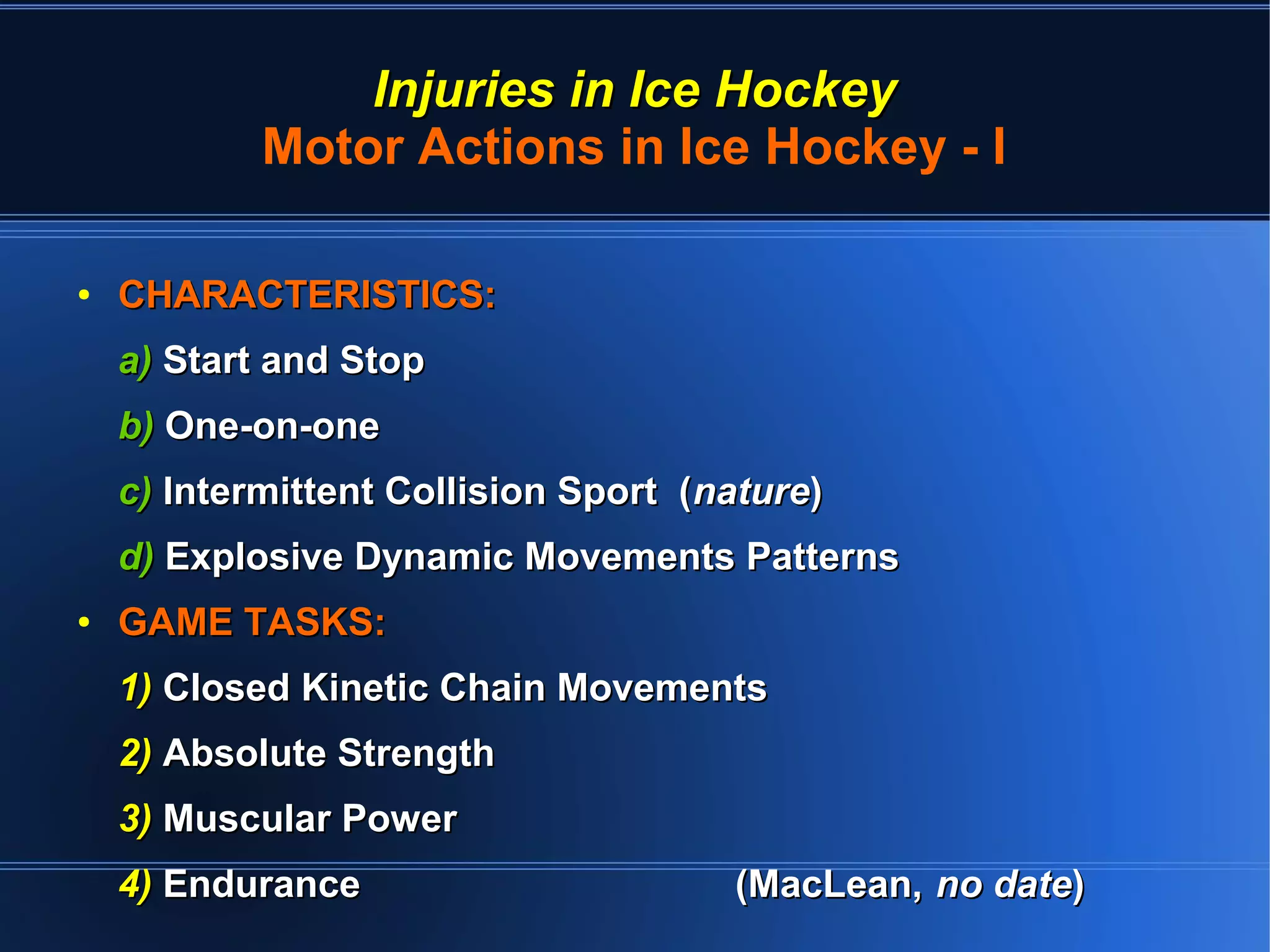 Injuries in Ice Hockey | ODP