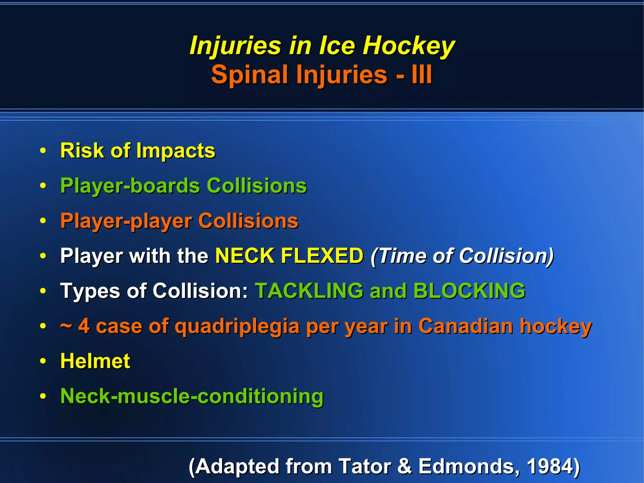 Injuries in Ice Hockey | ODP