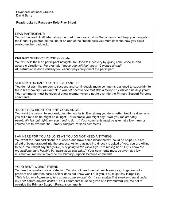 Exercise: Roadblocks to Recovery