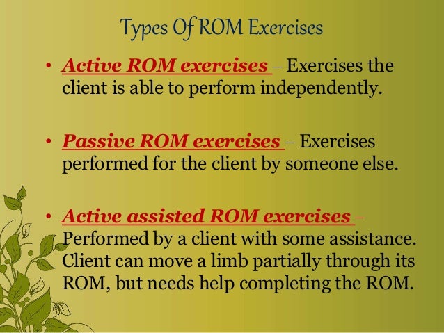 Exercise & range of motion exercise