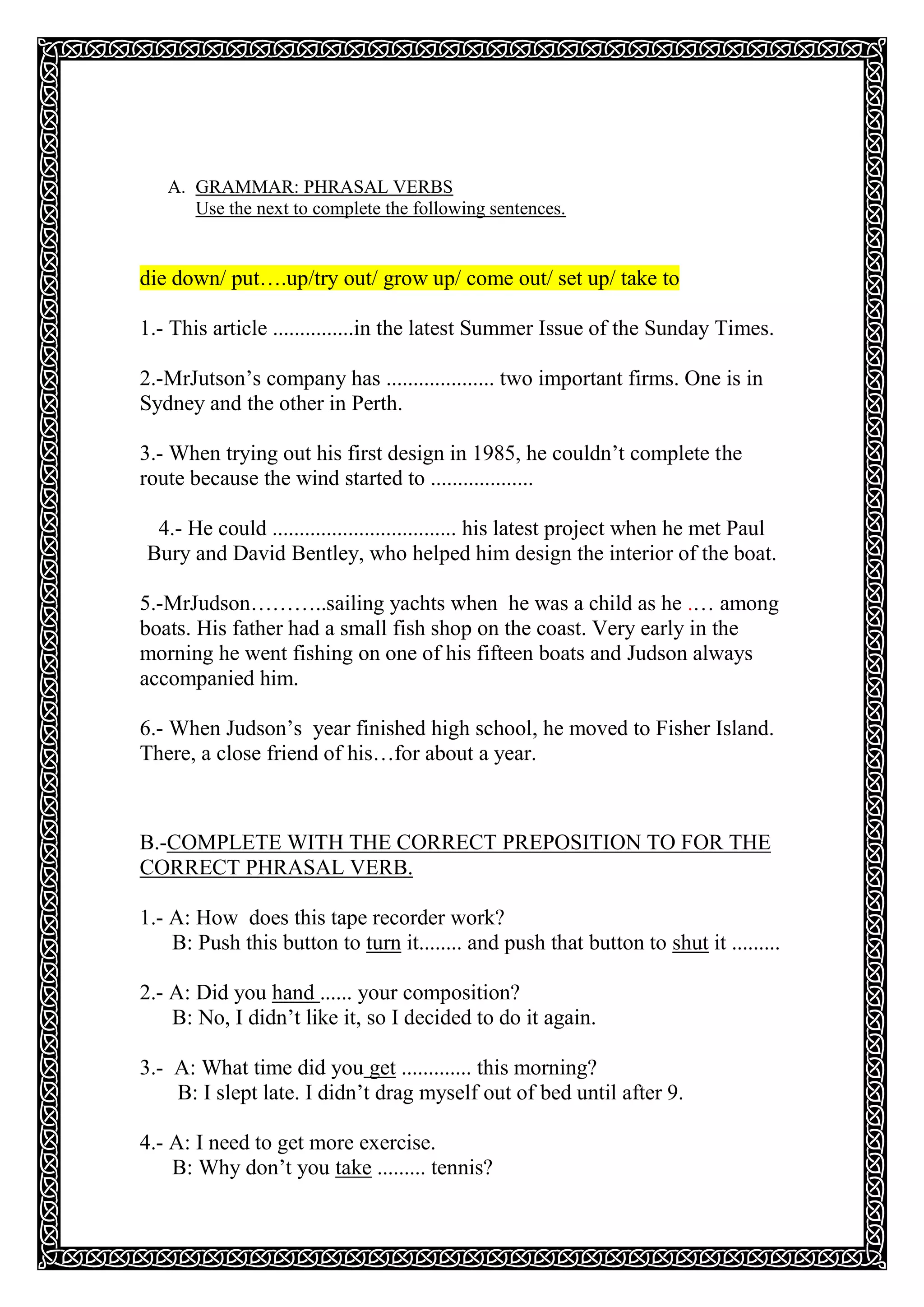 Exercises | DOCX | Bars & Restaurants | Attractions