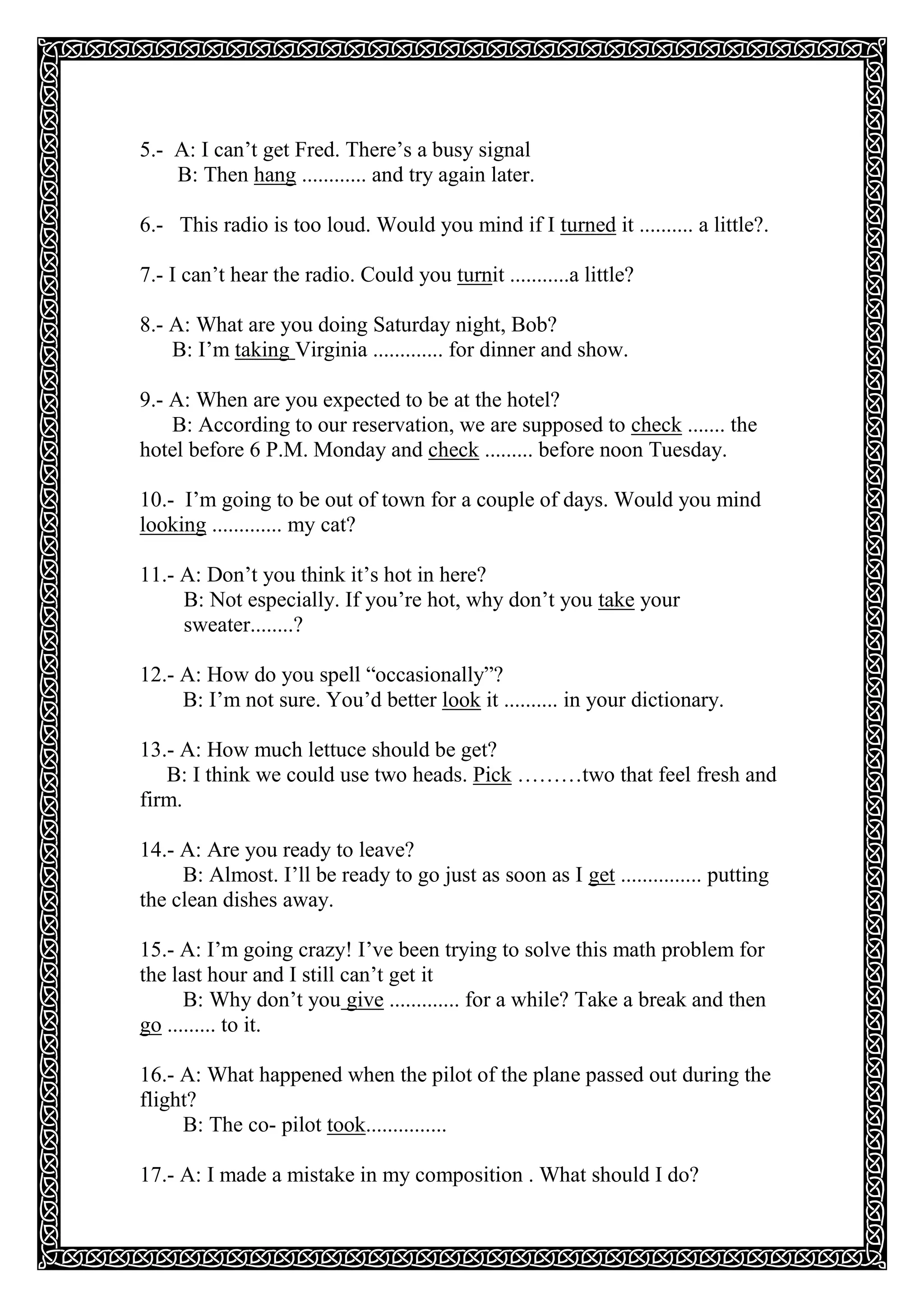 Exercises | DOCX | Bars & Restaurants | Attractions