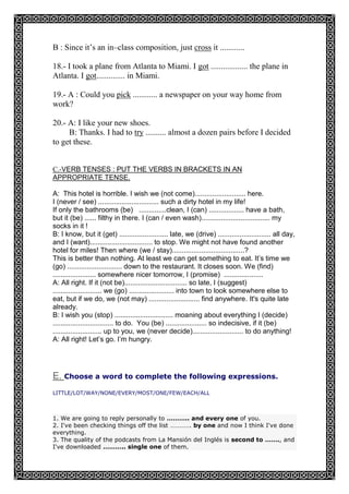 Exercises | DOCX | Bars & Restaurants | Attractions