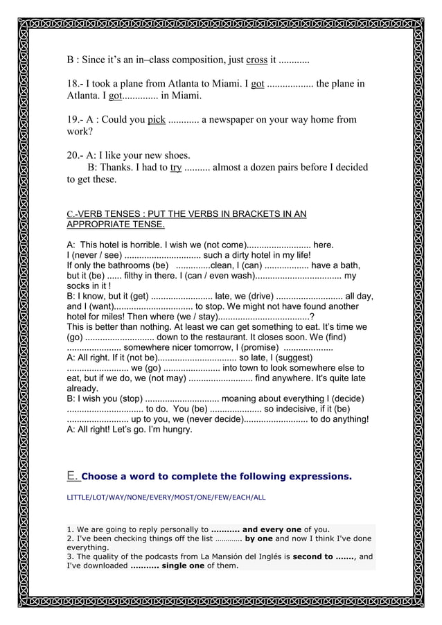 Exercises | DOCX | Bars & Restaurants | Attractions