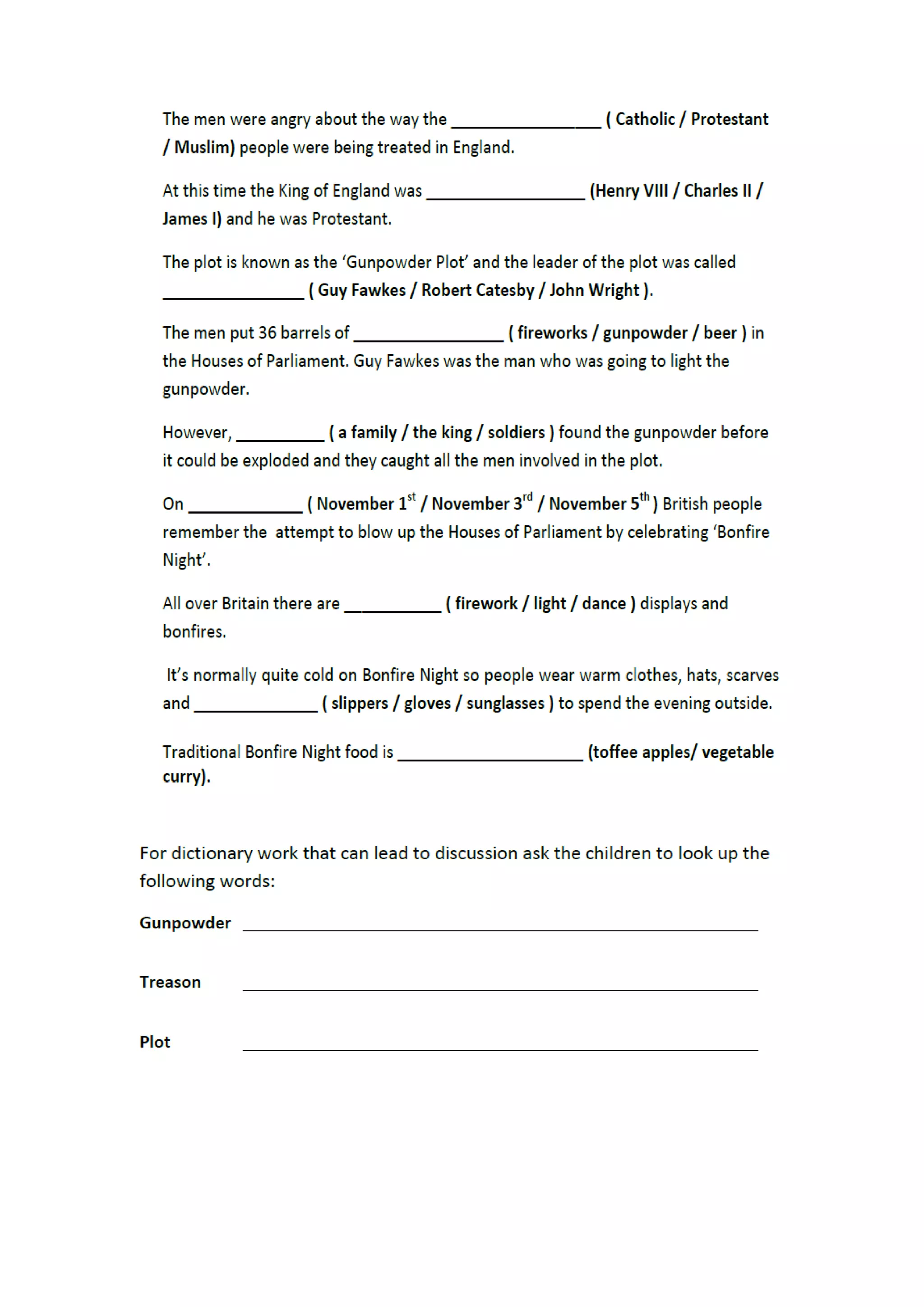 Activities about Bonfire Night | PDF