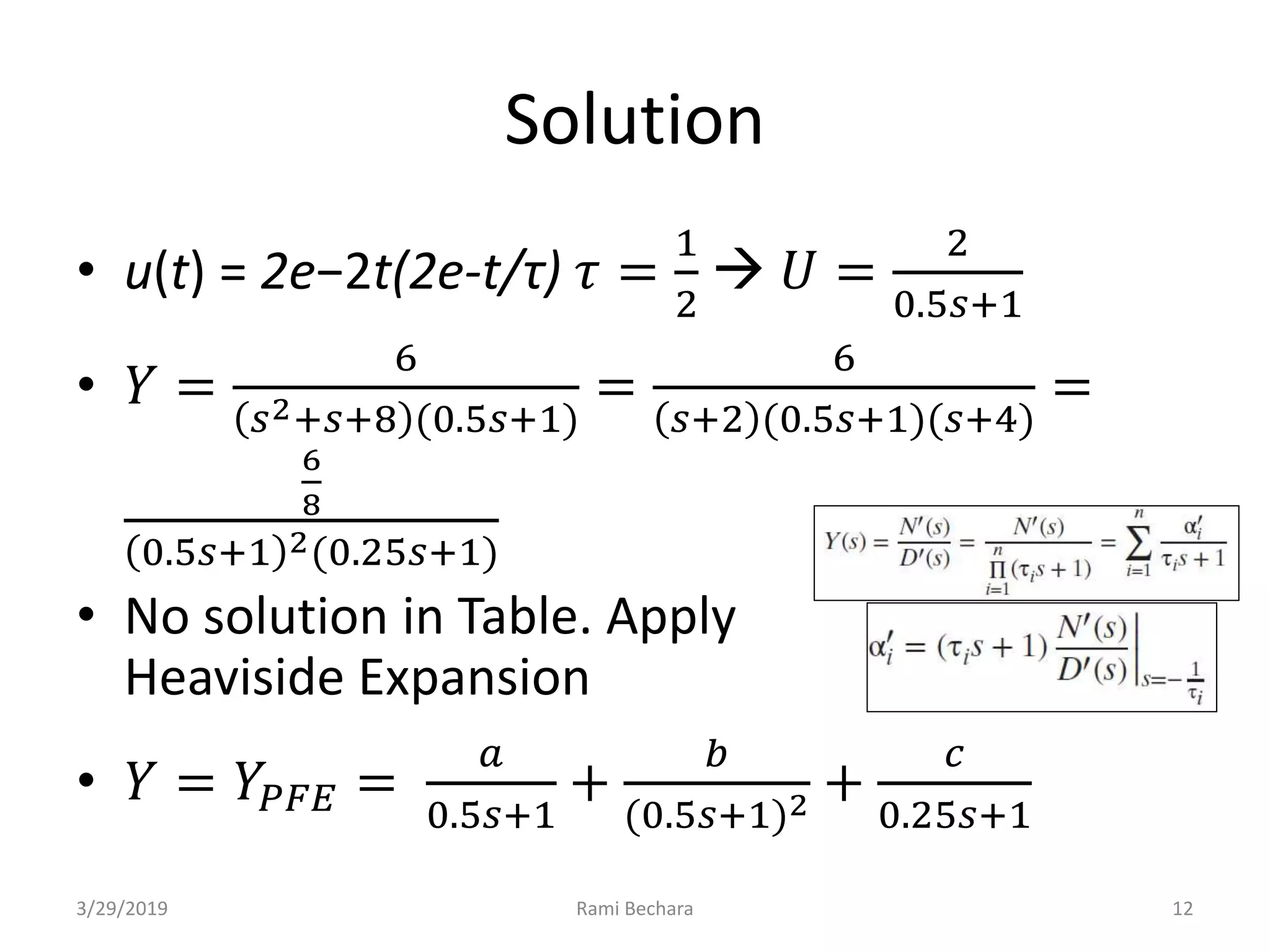 Process Dynamics Exercises and their solutions | PPTX
