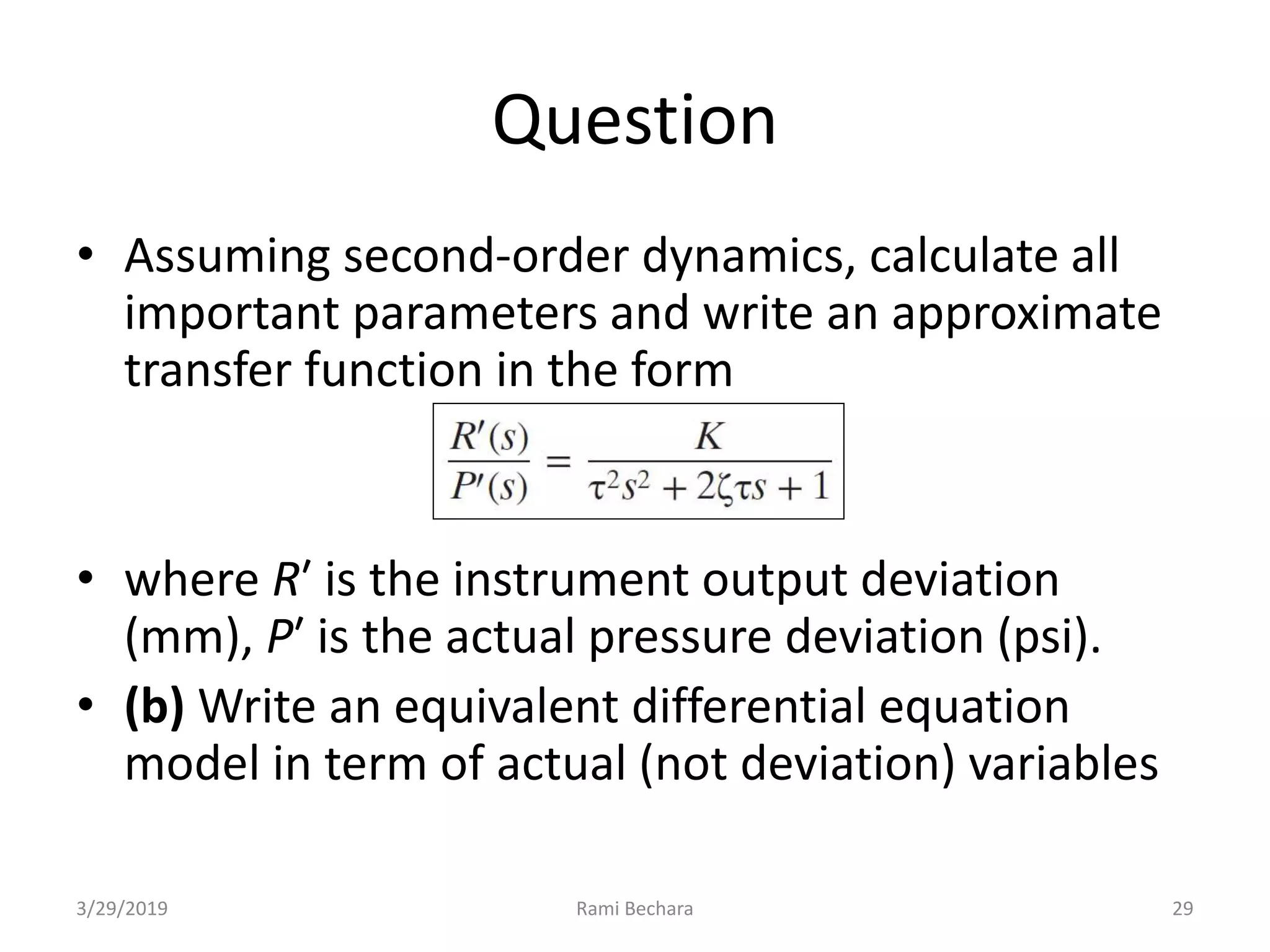 Process Dynamics Exercises and their solutions | PPTX