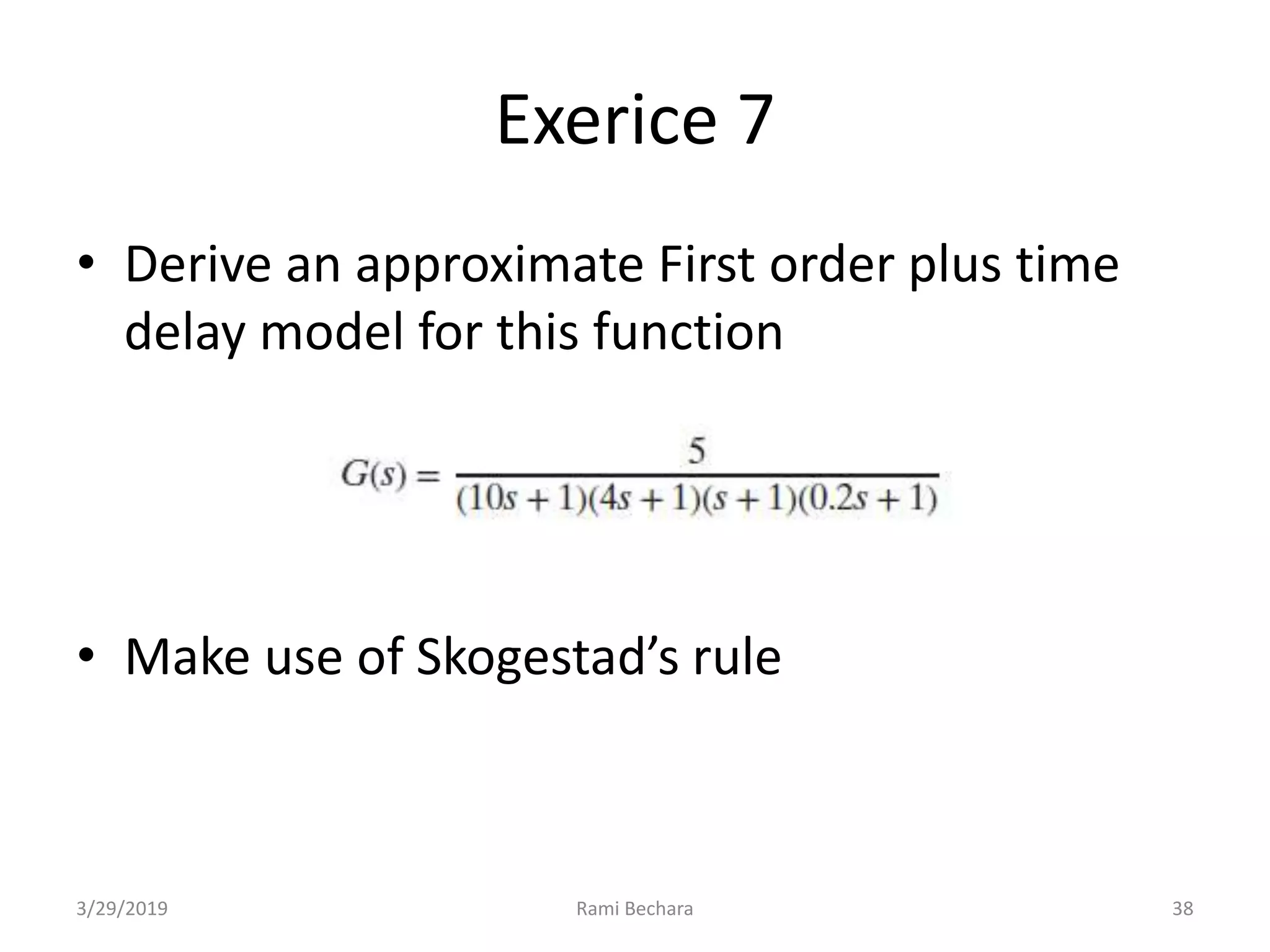 Process Dynamics Exercises and their solutions | PPTX