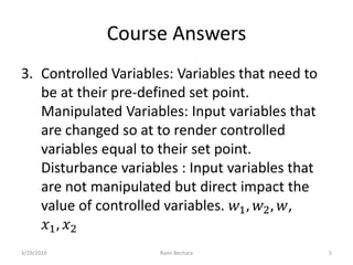 Process Dynamics Exercises and their solutions | PPTX