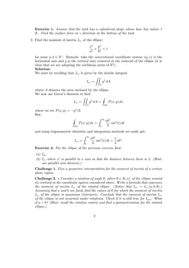 Fluid Mechanics Exercises | PDF