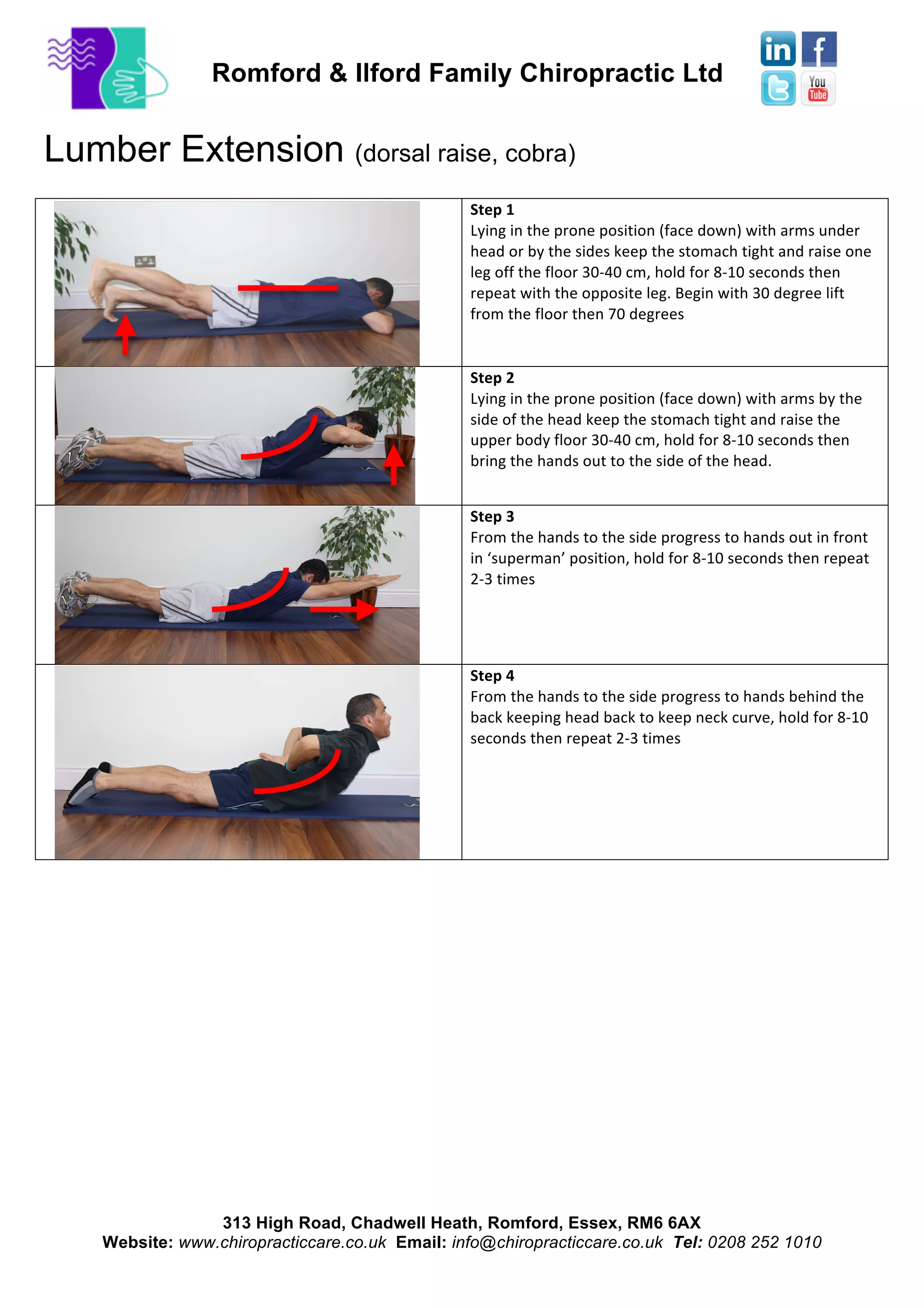 Exercises – core stability lumber extension(dorsal raise cobra) | PDF
