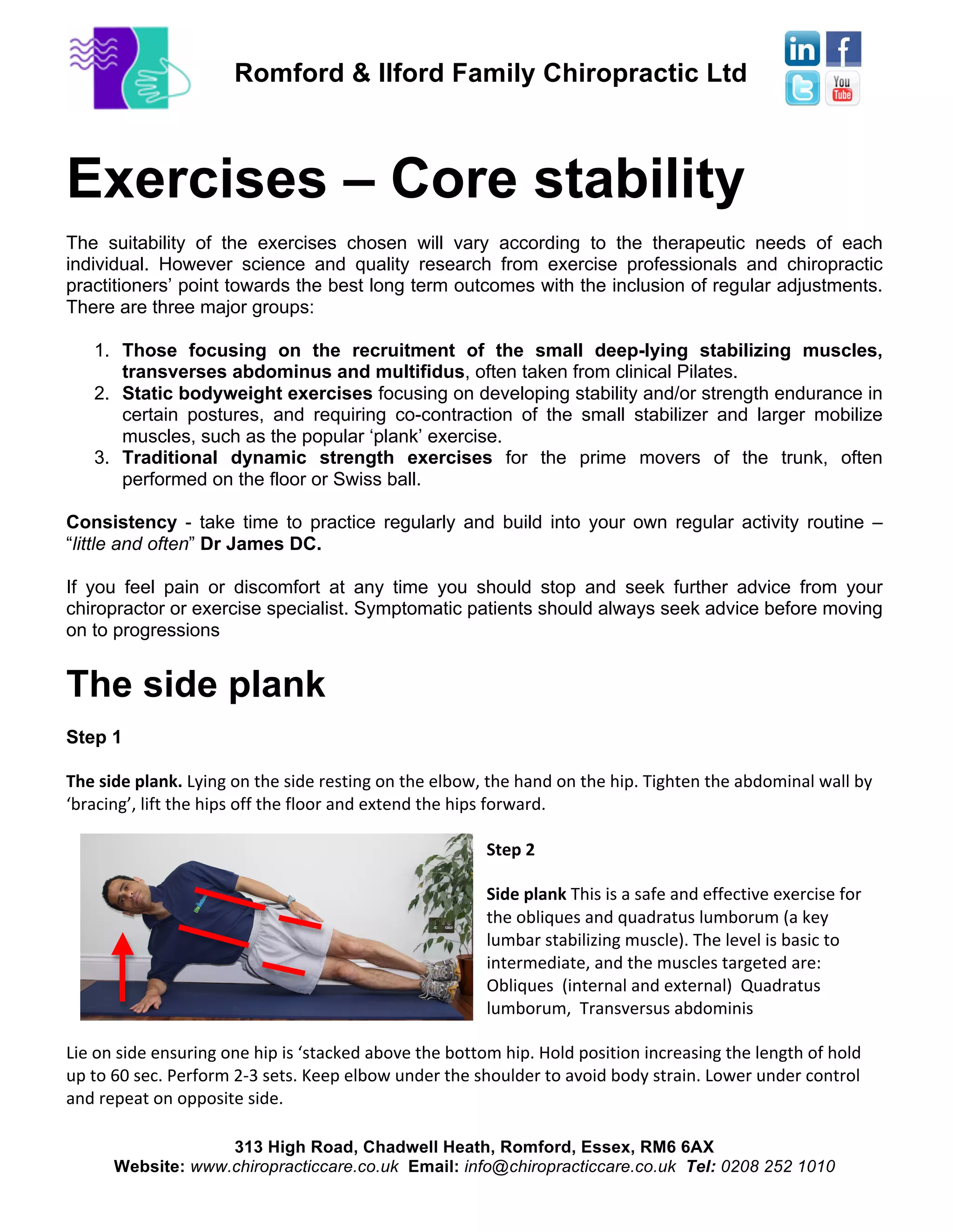 Exercises – core stability the side plank | PDF