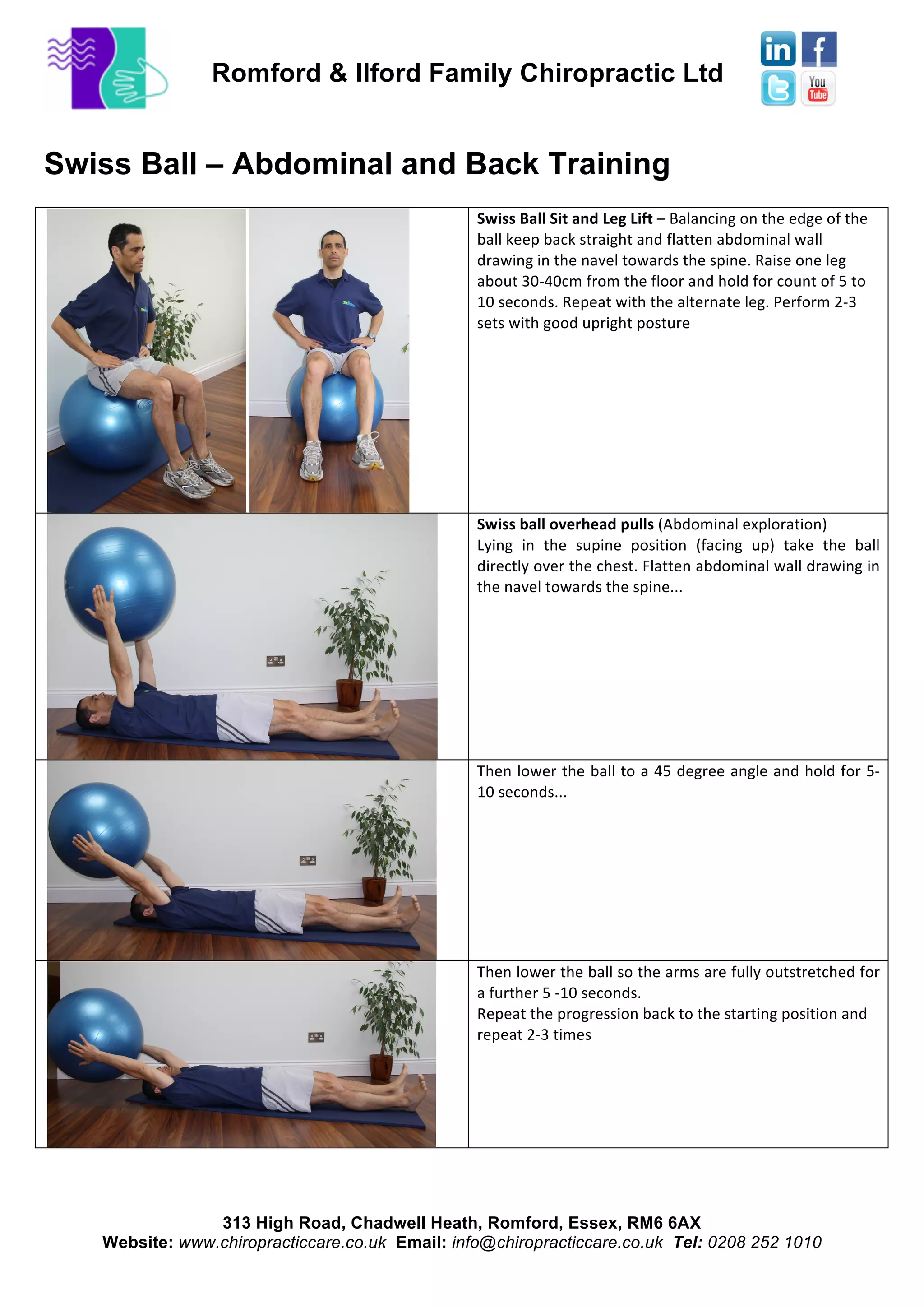 Exercises – core stability the swiss ball abdominal and back training | PDF