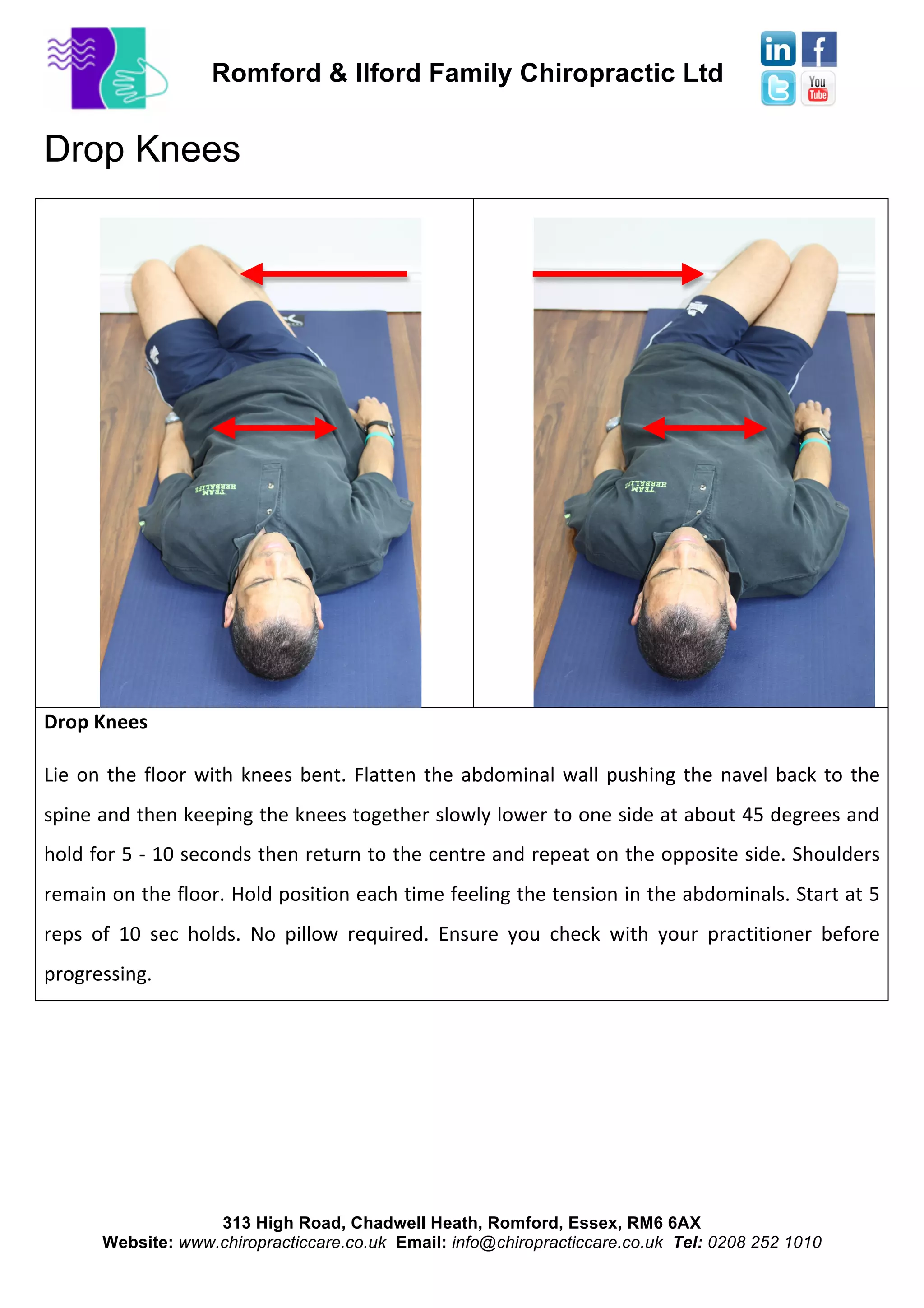 Exercises – core stability drop knees | PDF