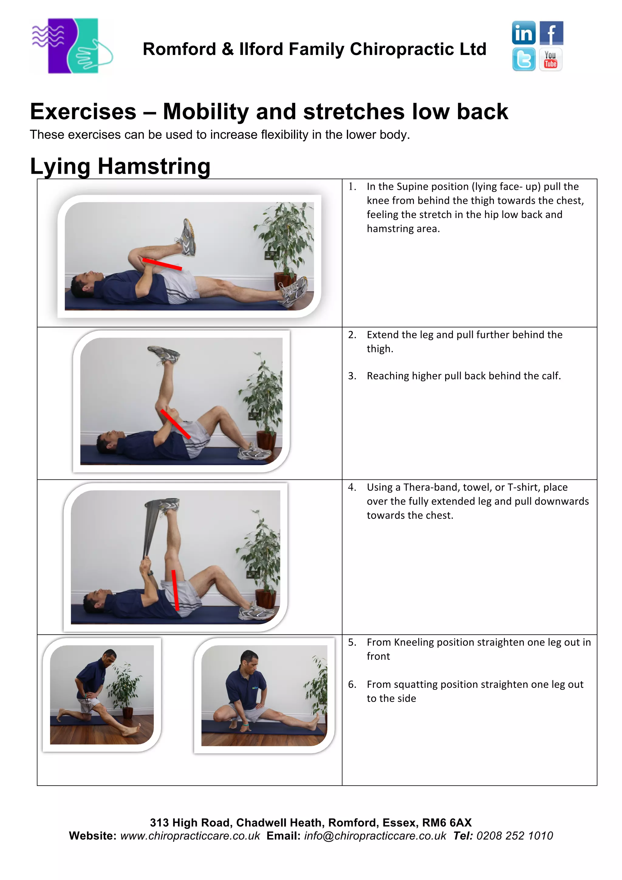 Exercises – mobility and stretches low back lying hamstring | PDF ...