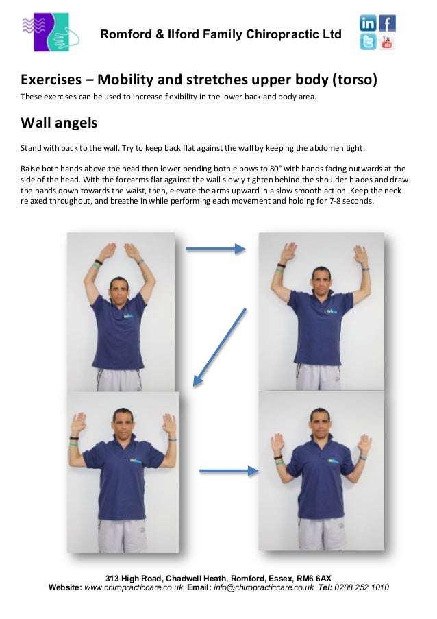 Exercises – mobility and stretches upper body wall angels
