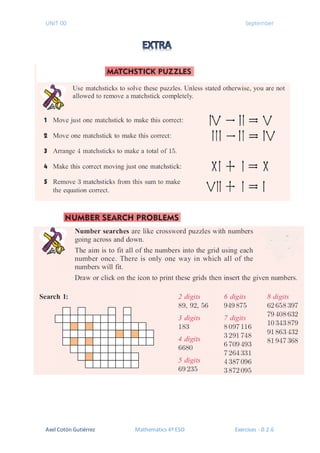 4 ESO Academics - Unit 0 - Exercises 0.2 | PDF