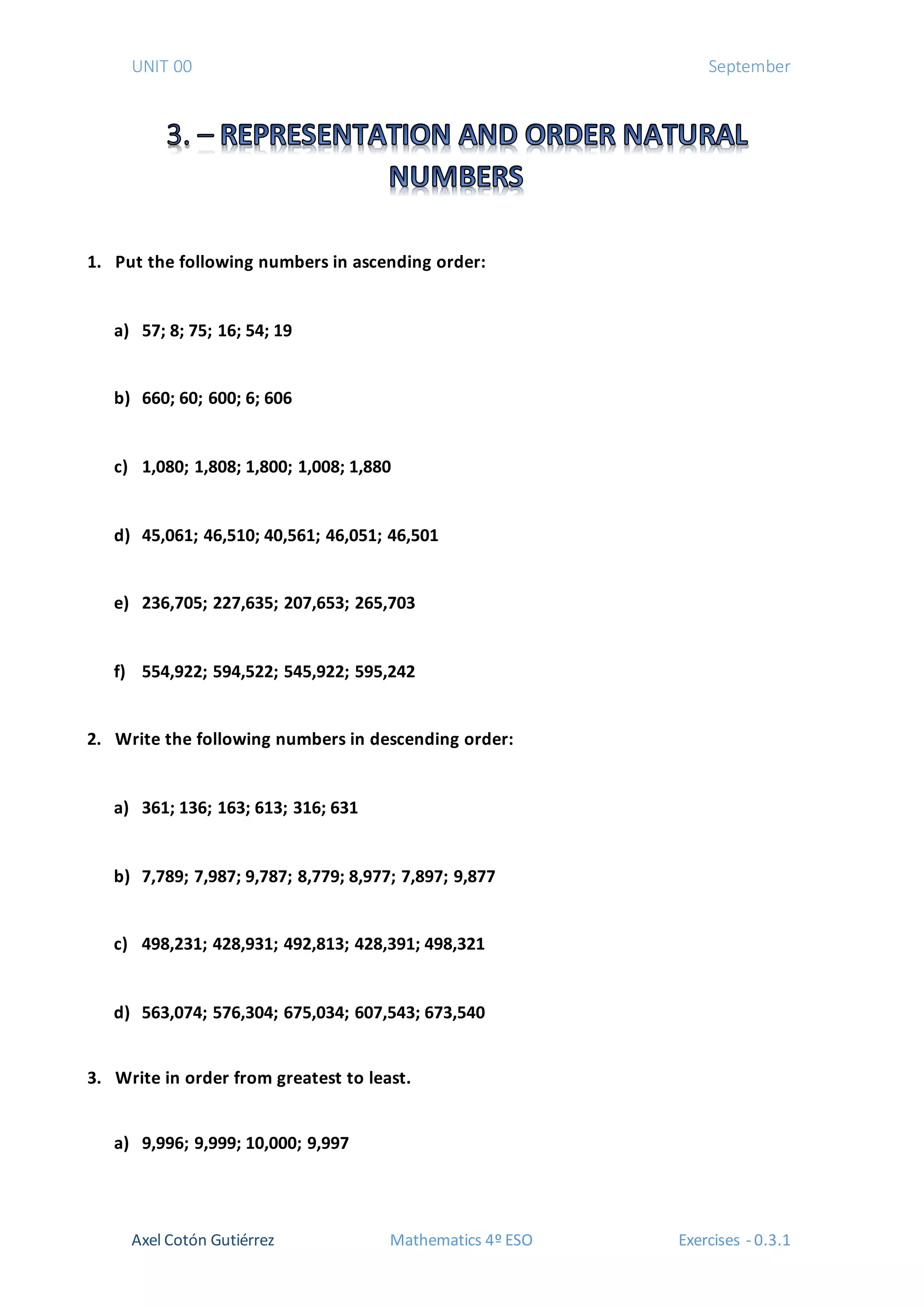 4 ESO Academics - Unit 0 - Exercises 0.3 | PDF