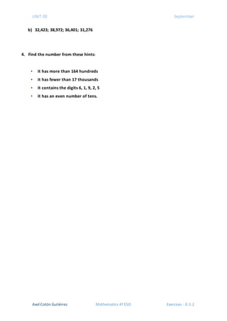 4 ESO Academics - Unit 0 - Exercises 0.3 | PDF