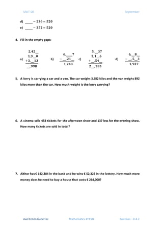 4 ESO Academics - Unit 0 - Exercises 0.4 | PDF