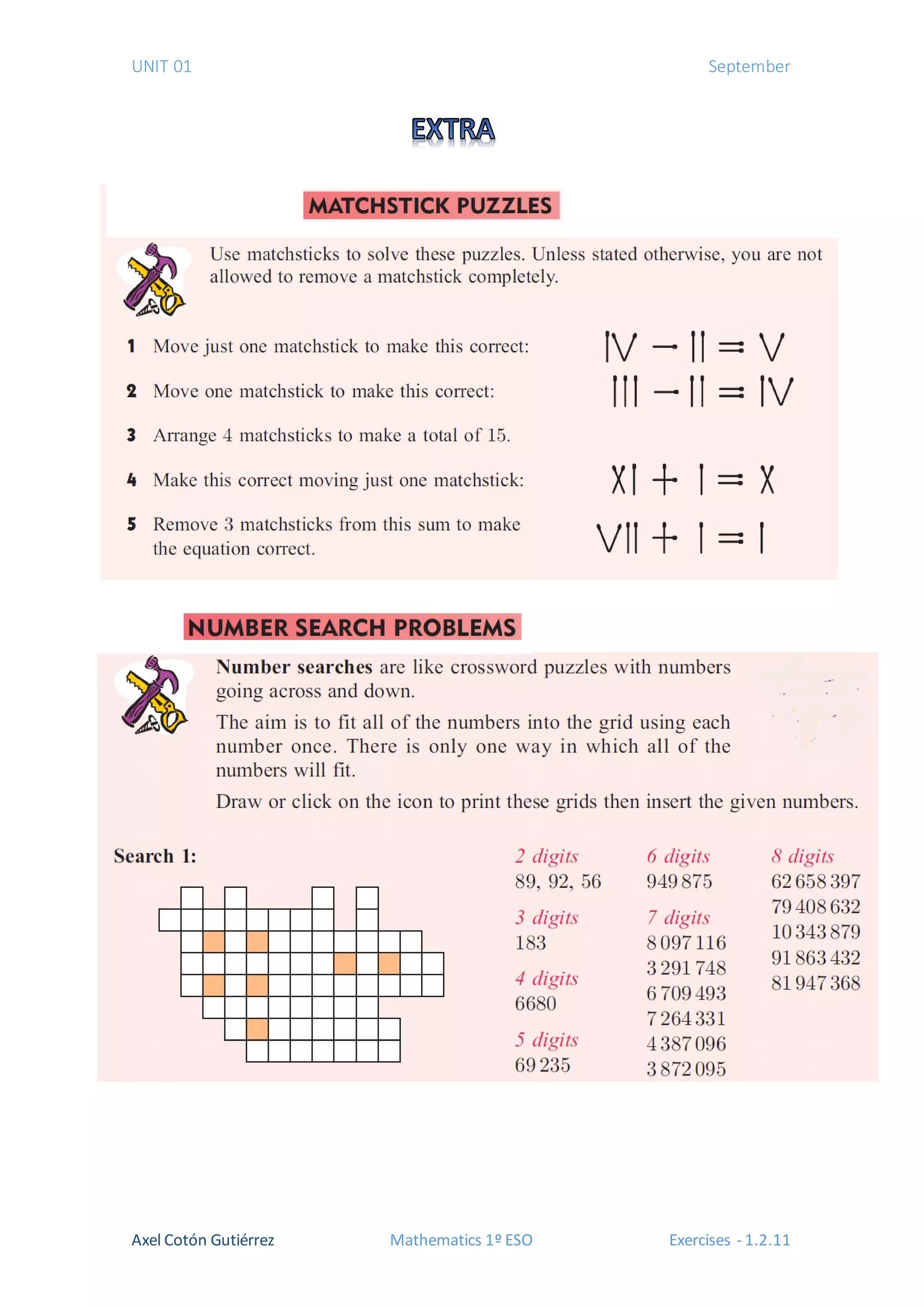 1 ESO - Unit 1- Exercises 1.2 | PDF