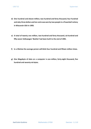 1 ESO - Unit 1- Exercises 1.2 | PDF