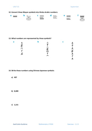 1 ESO - Unit 1- Exercises 1.2 | PDF