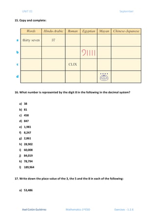 1 ESO - Unit 1- Exercises 1.2 | PDF