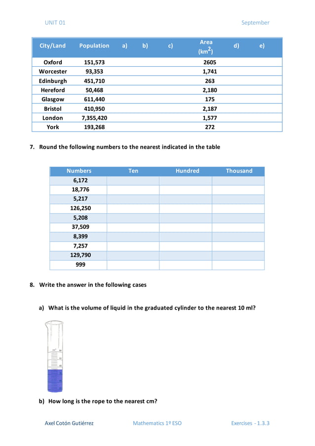 1 ESO - Unit 1 - Exercises 1.3 | PDF