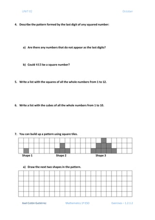 1º ESO - UNIT 02 - Exercises 2.1 - Powers | PDF