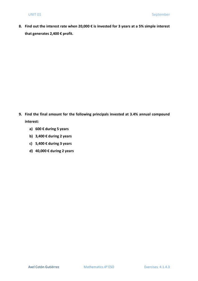 4 ESO Academics - Unit 01 - Exercises 1.4. | PDF