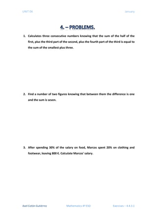 4 ESO Academics - Unit 04 - Exercises 4.4.4 - Problems | PDF