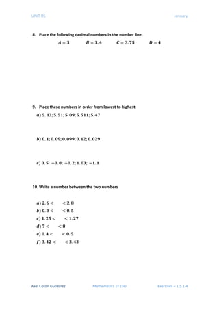 1 ESO - Unit 05 - Exercises 1.5.1 - Decimal Place, Order and Approximations | PDF | Science