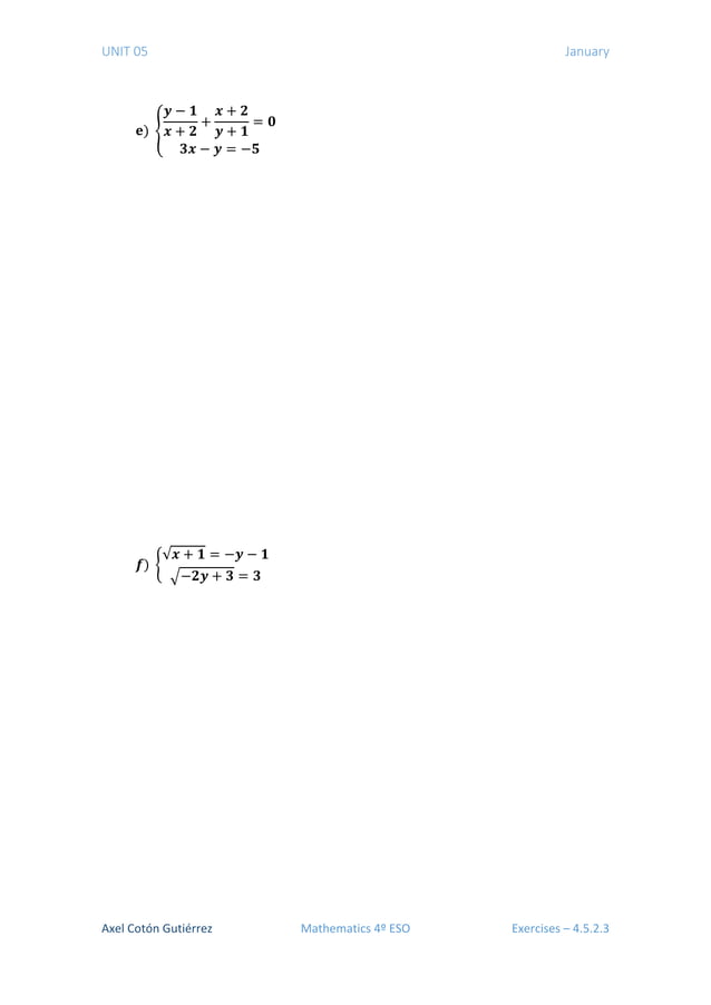 4 ESO Academics - Unit 05 - Exercises 4.5.2 - Other Types of Systems of Equations. | PDF