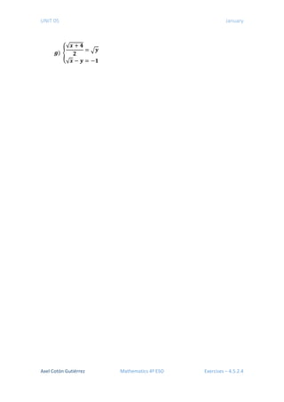 4 ESO Academics - Unit 05 - Exercises 4.5.2 - Other Types of Systems of Equations. | PDF