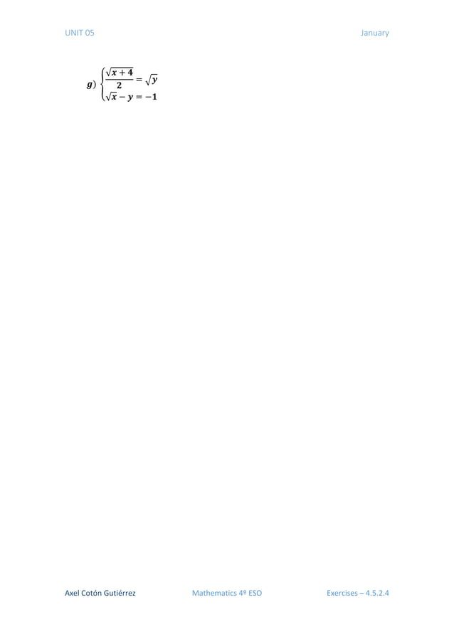 4 ESO Academics - Unit 05 - Exercises 4.5.2 - Other Types of Systems of Equations. | PDF